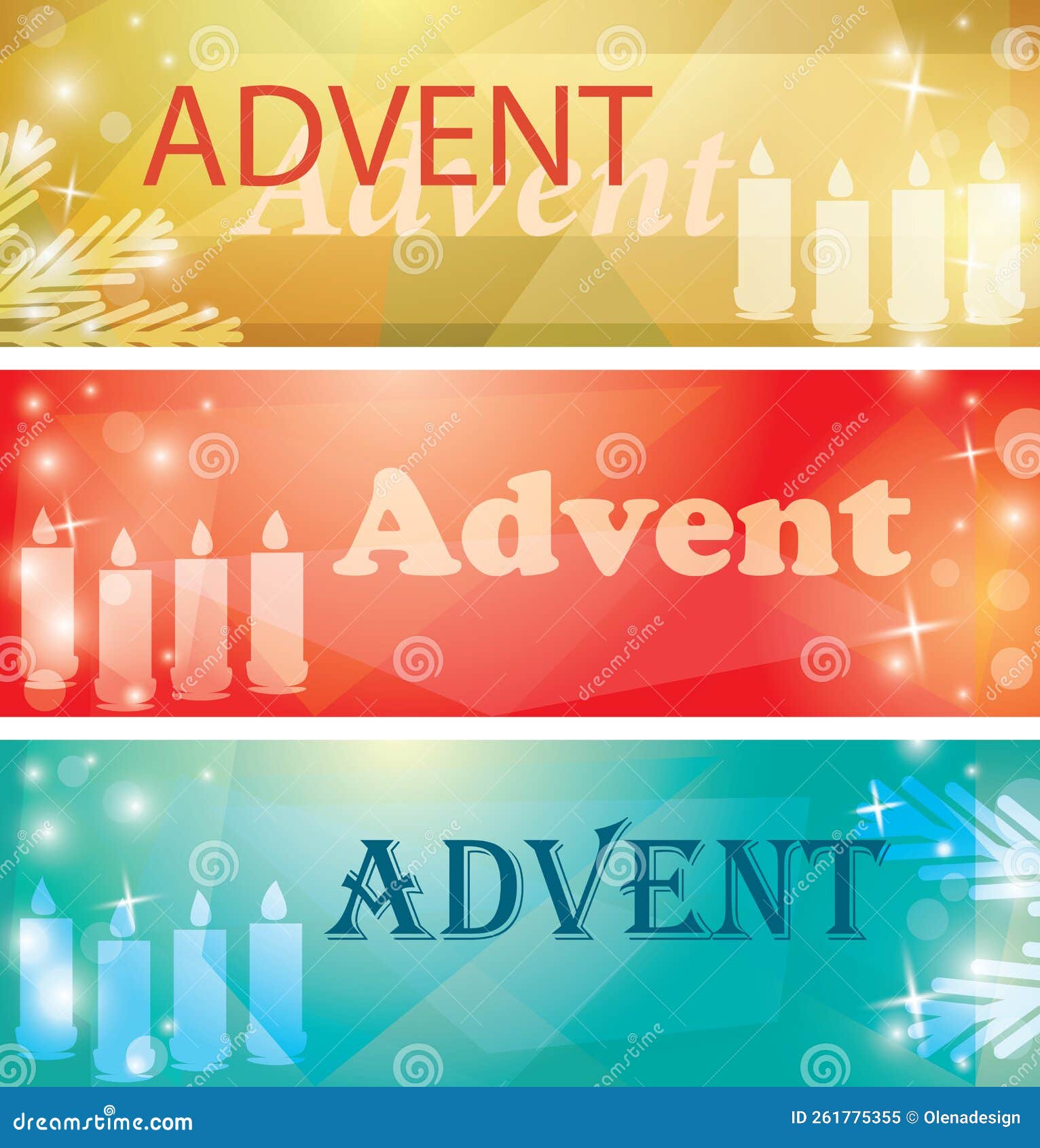 Abstract Festive Backgrounds with Candles - Vector Colored Banners for ...