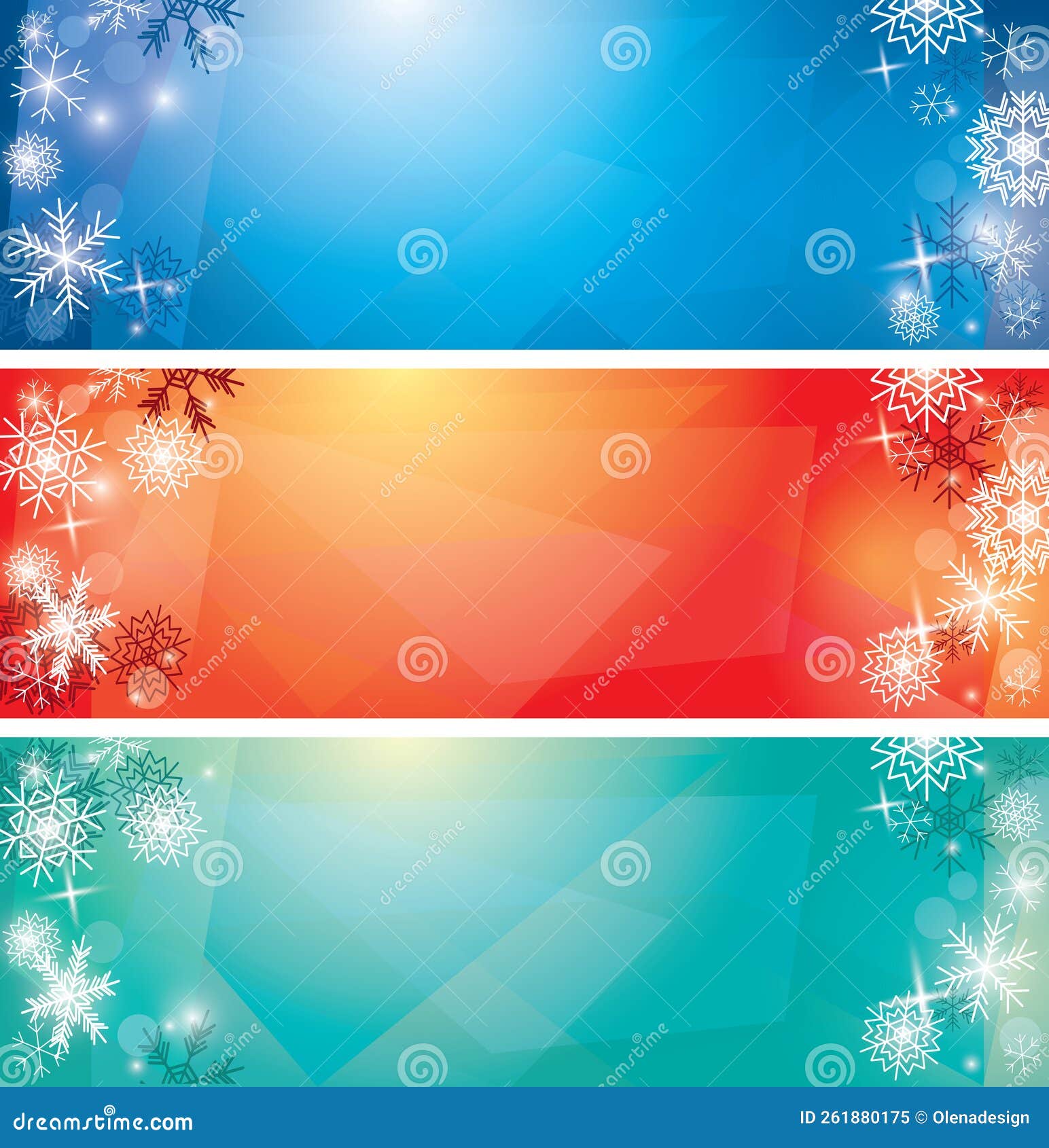 Abstract Festive Backgrounds with Snowflakes - Vector Colored Banners ...