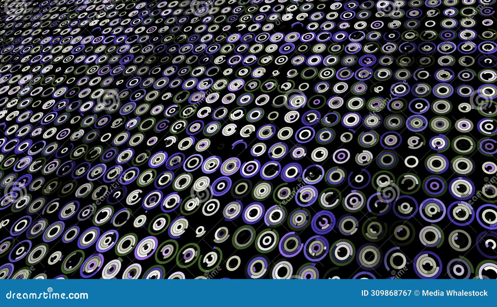 Abstract Field of Small Same Size Loading Rings. Animation. Digital ...