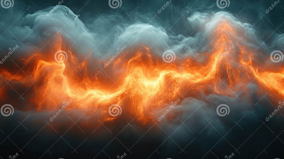 Abstract Fiery and Cloudy Texture with Dynamic Flowing Forms Stock ...