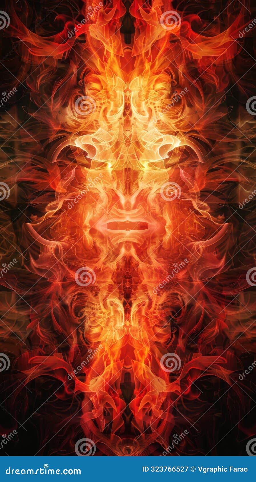 Abstract Fiery Pattern Resembling Symmetrical Face Stock Image - Image ...