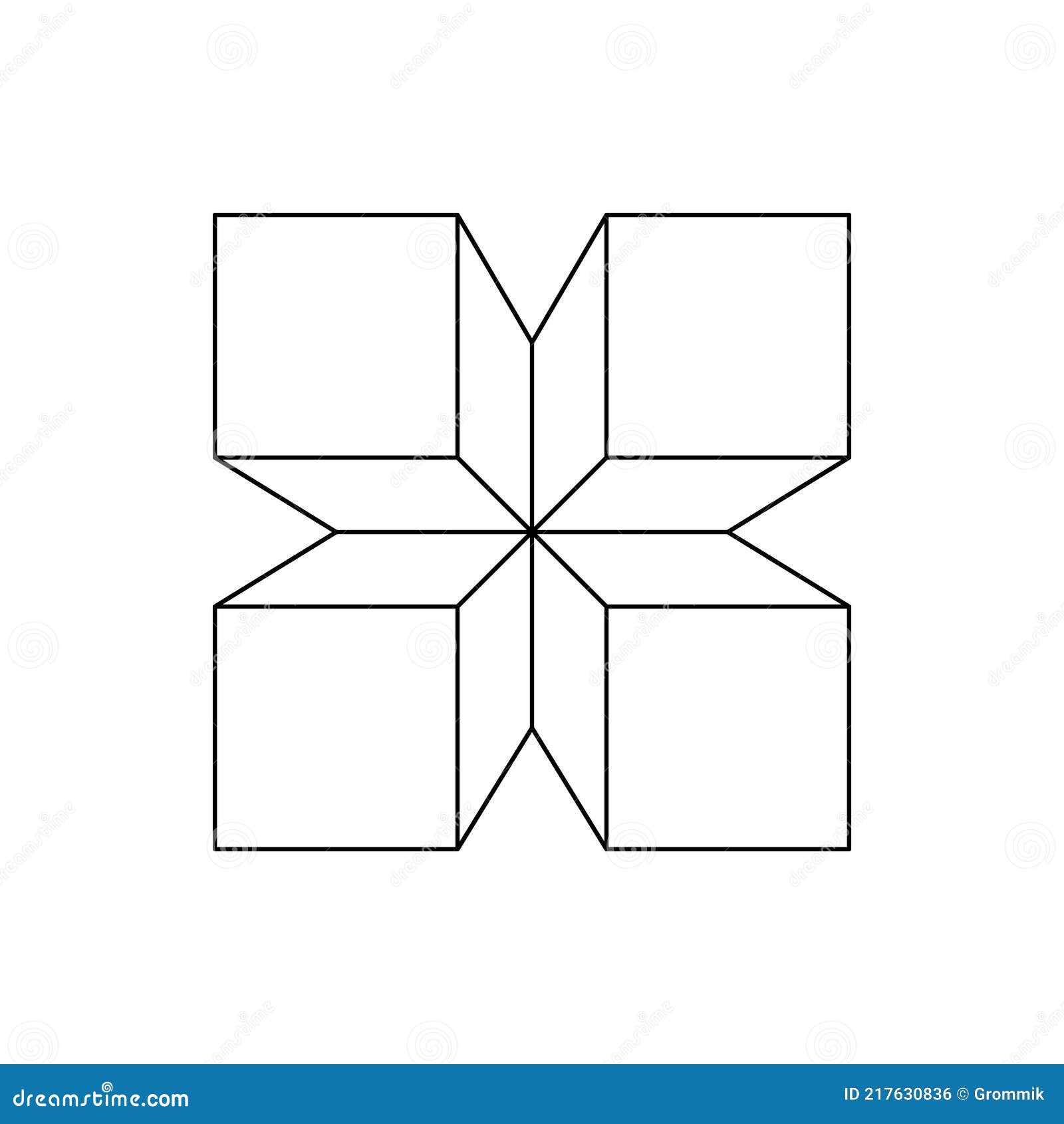 An Abstract Figure of Four Squares Connected To a Distant Point Stock ...
