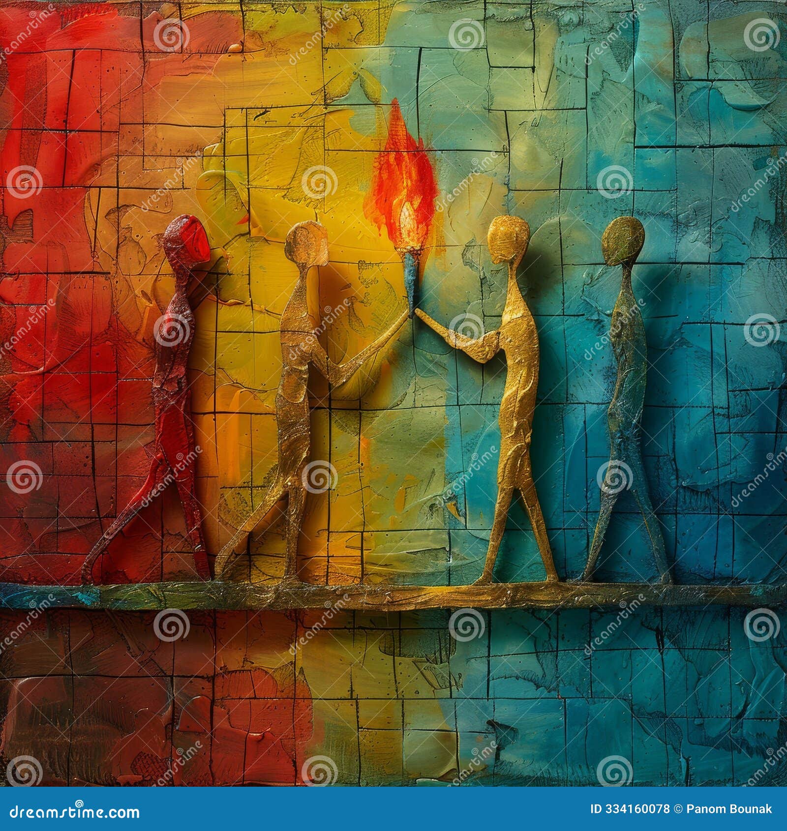 Abstract Figures Passing a Torch, Representing Teamwork and Success ...