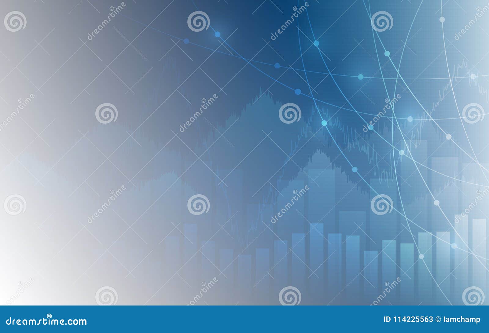 Abstract Financial Chart with Line Graph and Bar Chart on White ...