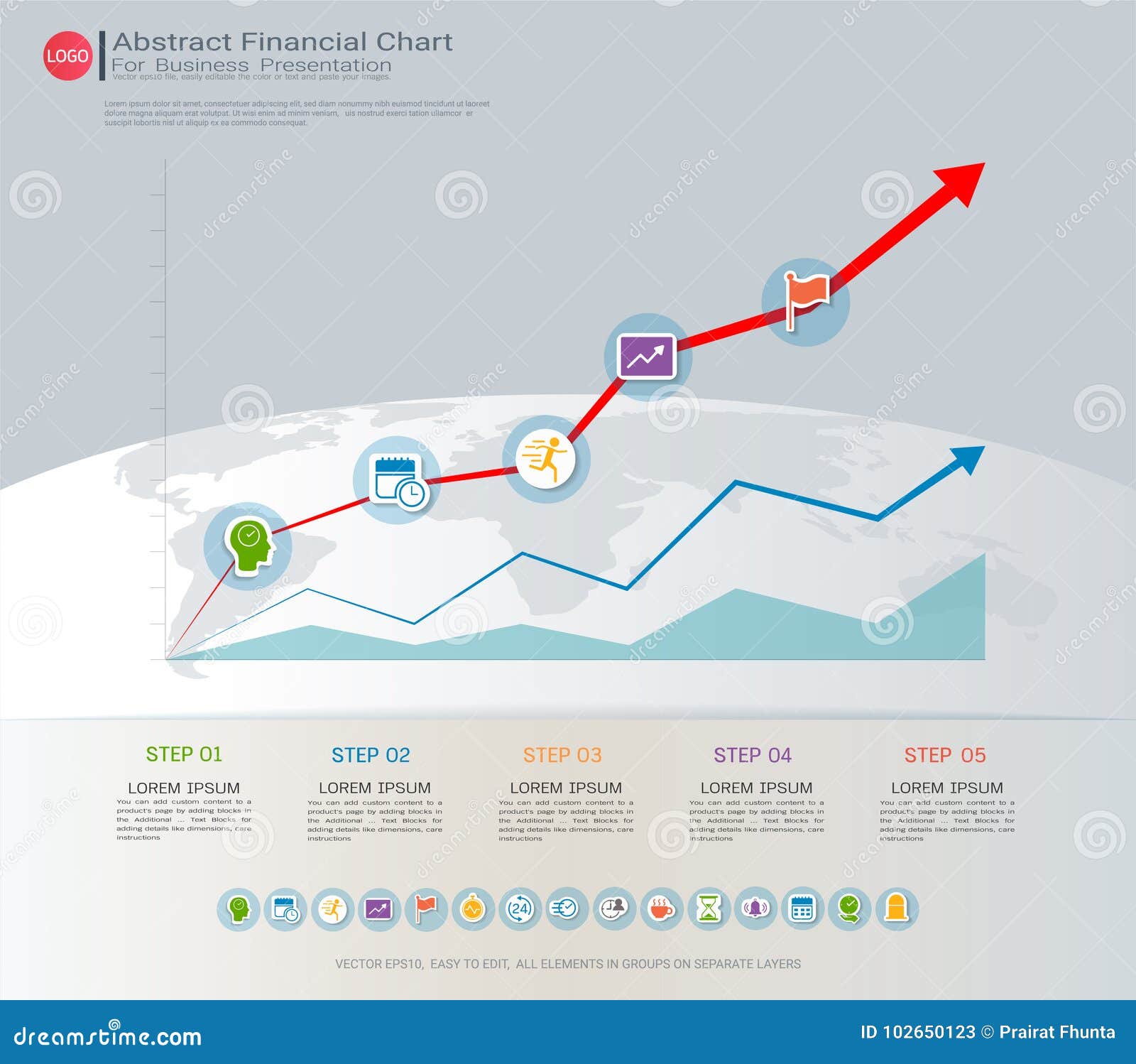 Abstract Financial Chart with Uptrend Line Graph Stock Vector ...