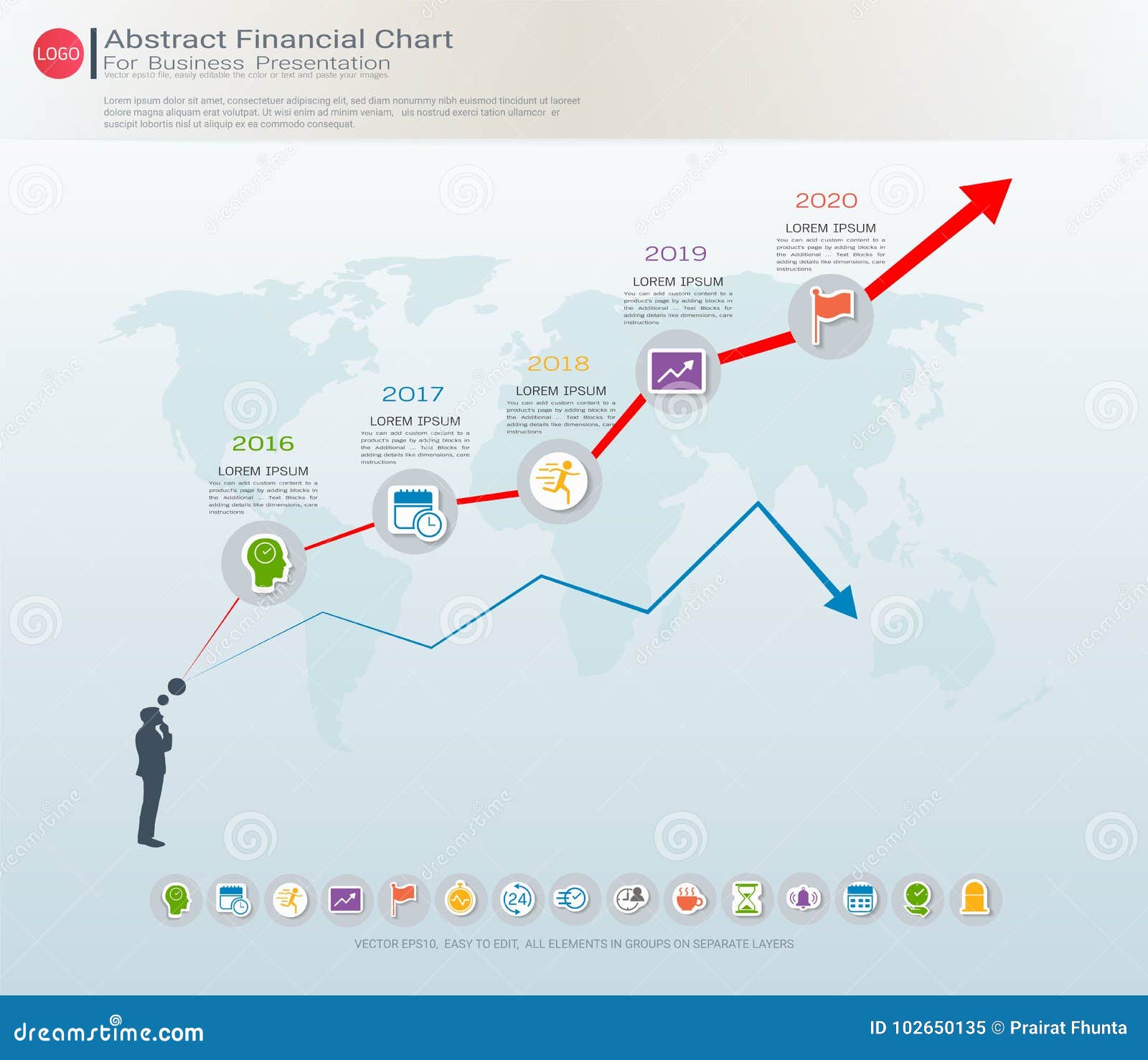 Abstract Financial Chart with Uptrend Line Graph Stock Vector ...