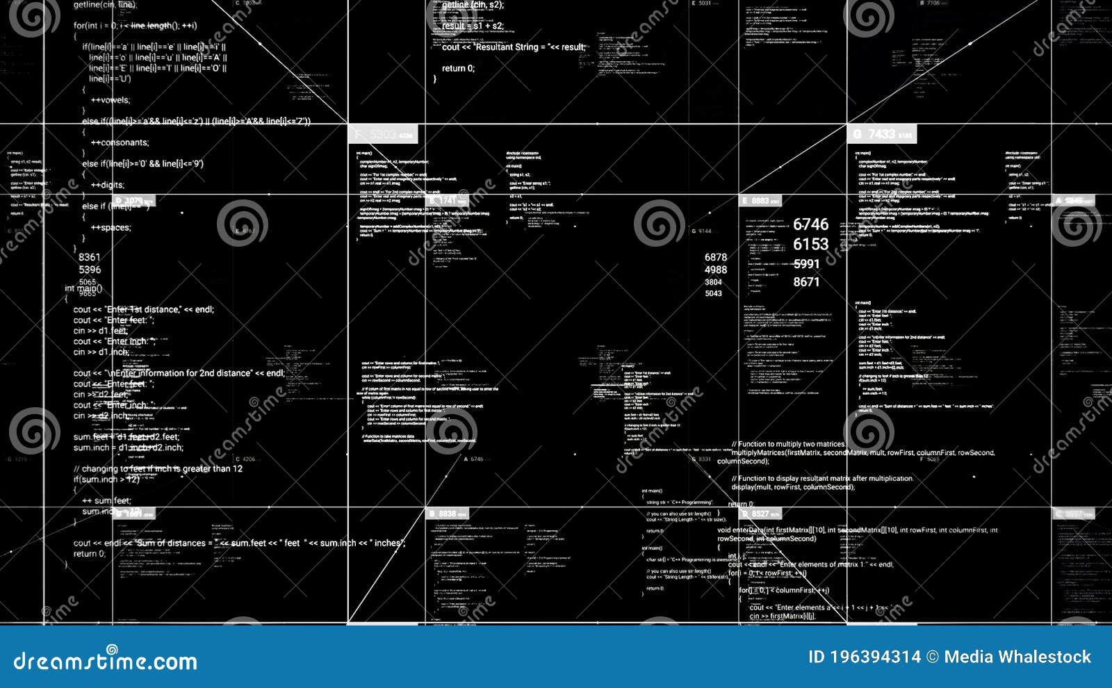 Abstract Financial Data Processing and Statistics Recording on Black Background, Seamless Loop ...
