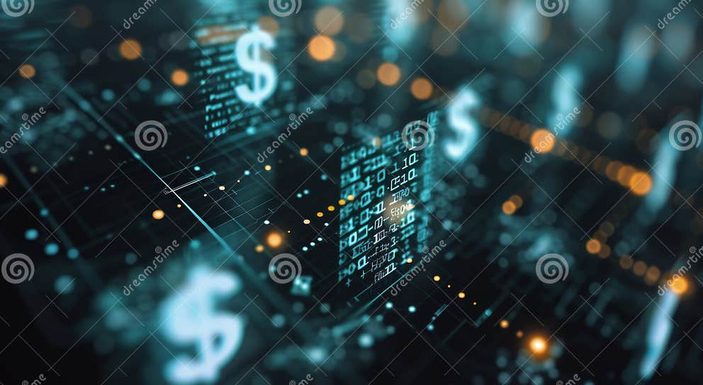 Abstract Financial Data Visualization with Digital Currency Symbols ...