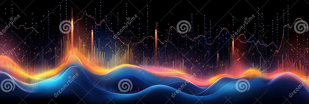 Abstract Financial Data Visualization with Glowing Blue and Orange ...