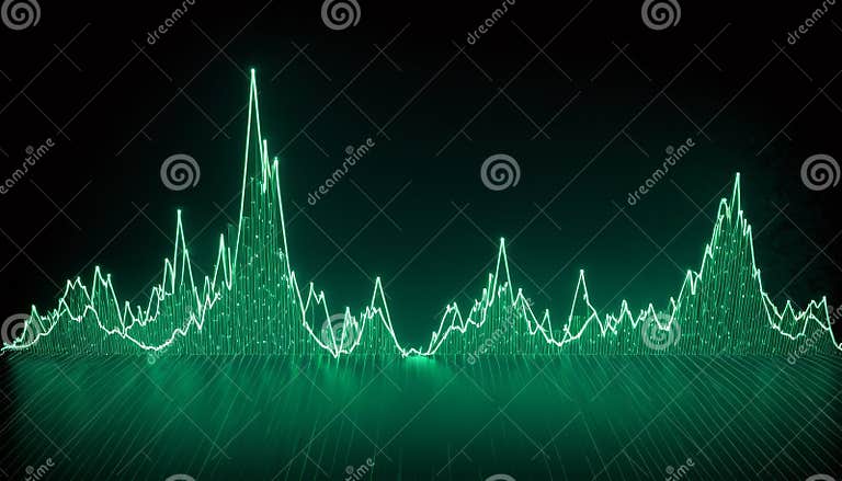 Abstract Financial Data Visualization with Green Glowing Line Graph ...