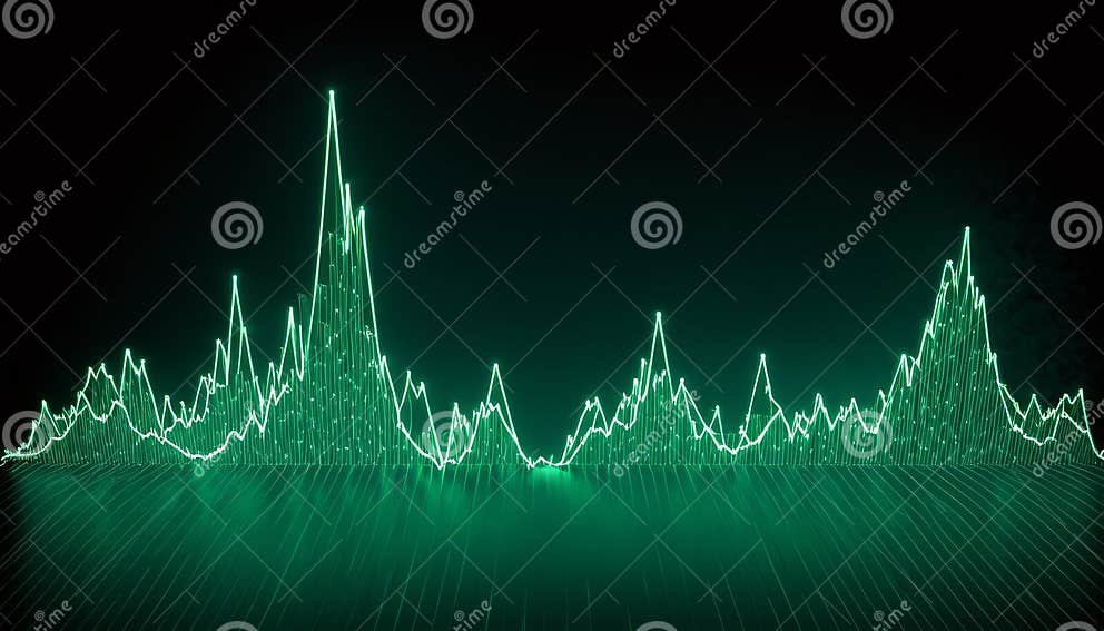Abstract Financial Data Visualization with Green Glowing Line Graph ...