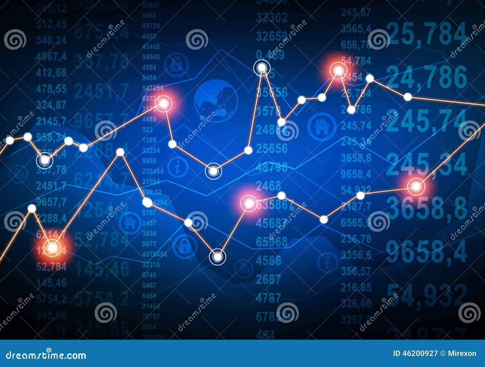Abstract Financial Graph on Background of Falling Stock Illustration ...