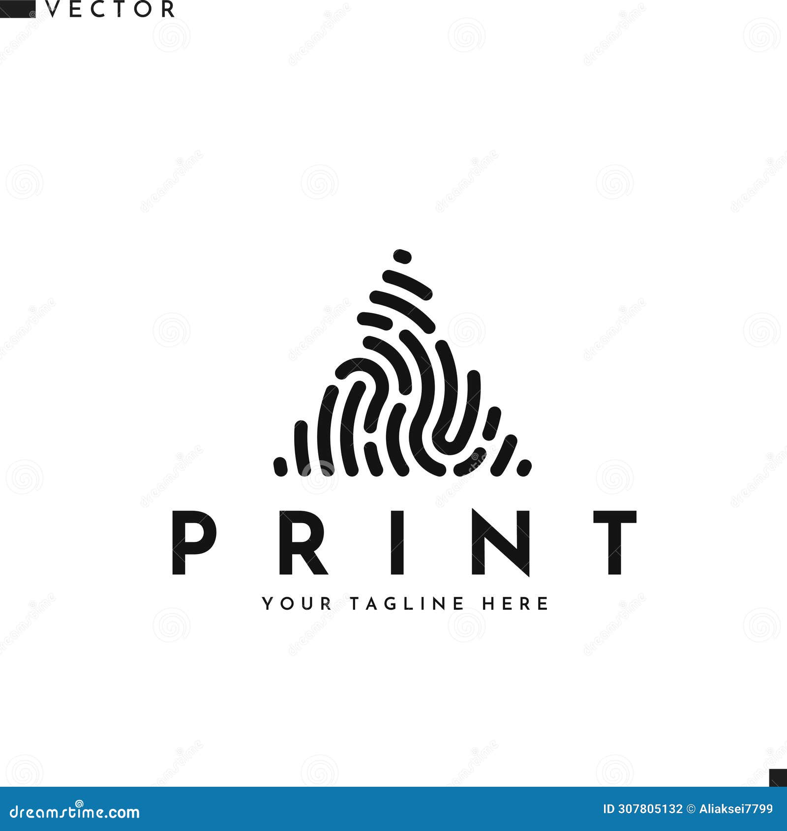 Fingerprint Logo And Keyhole Symbol Simple Minimalist Design With ...