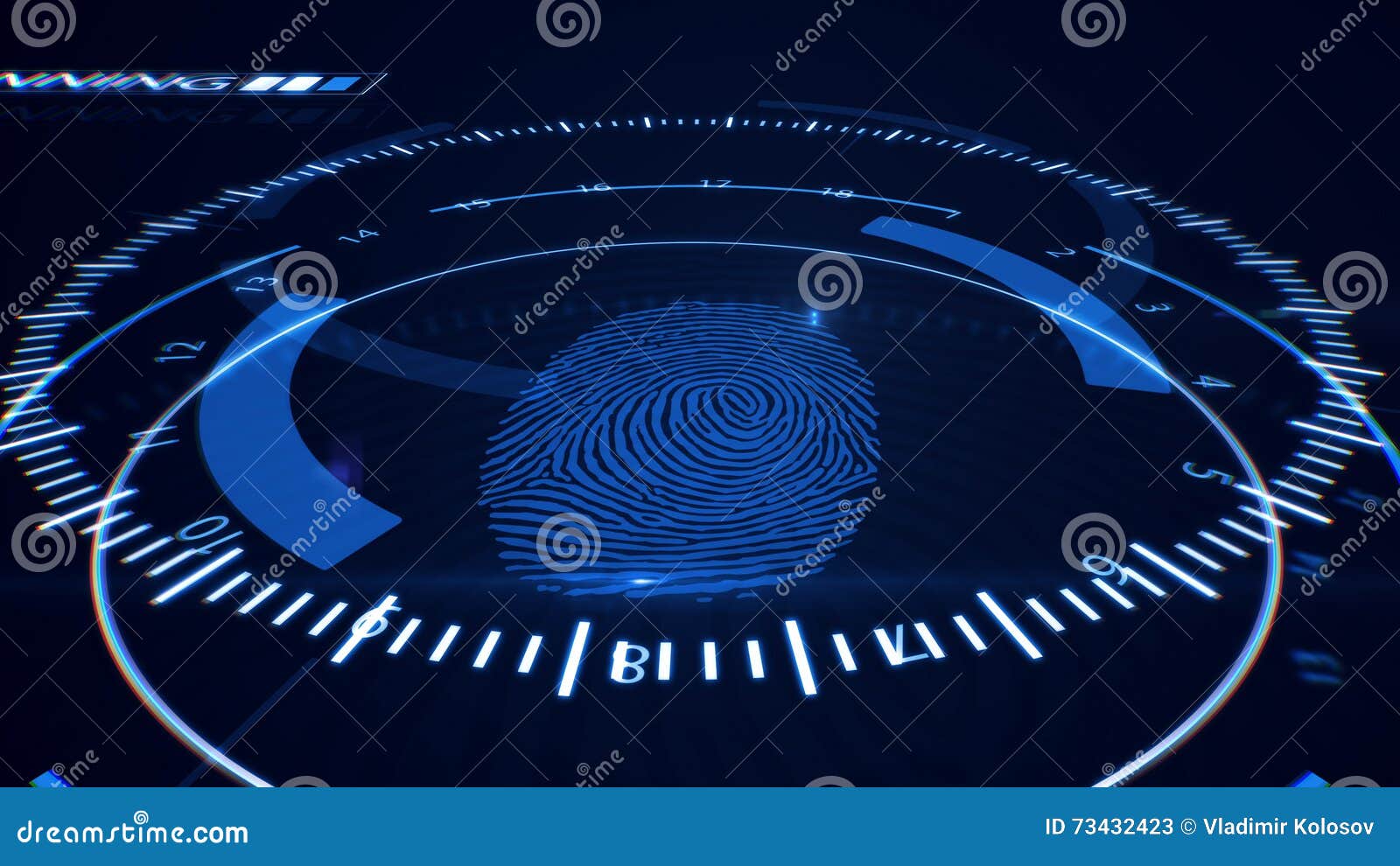 Abstract Fingerprint Scanning.Technology Concept. Blue Color Stock ...