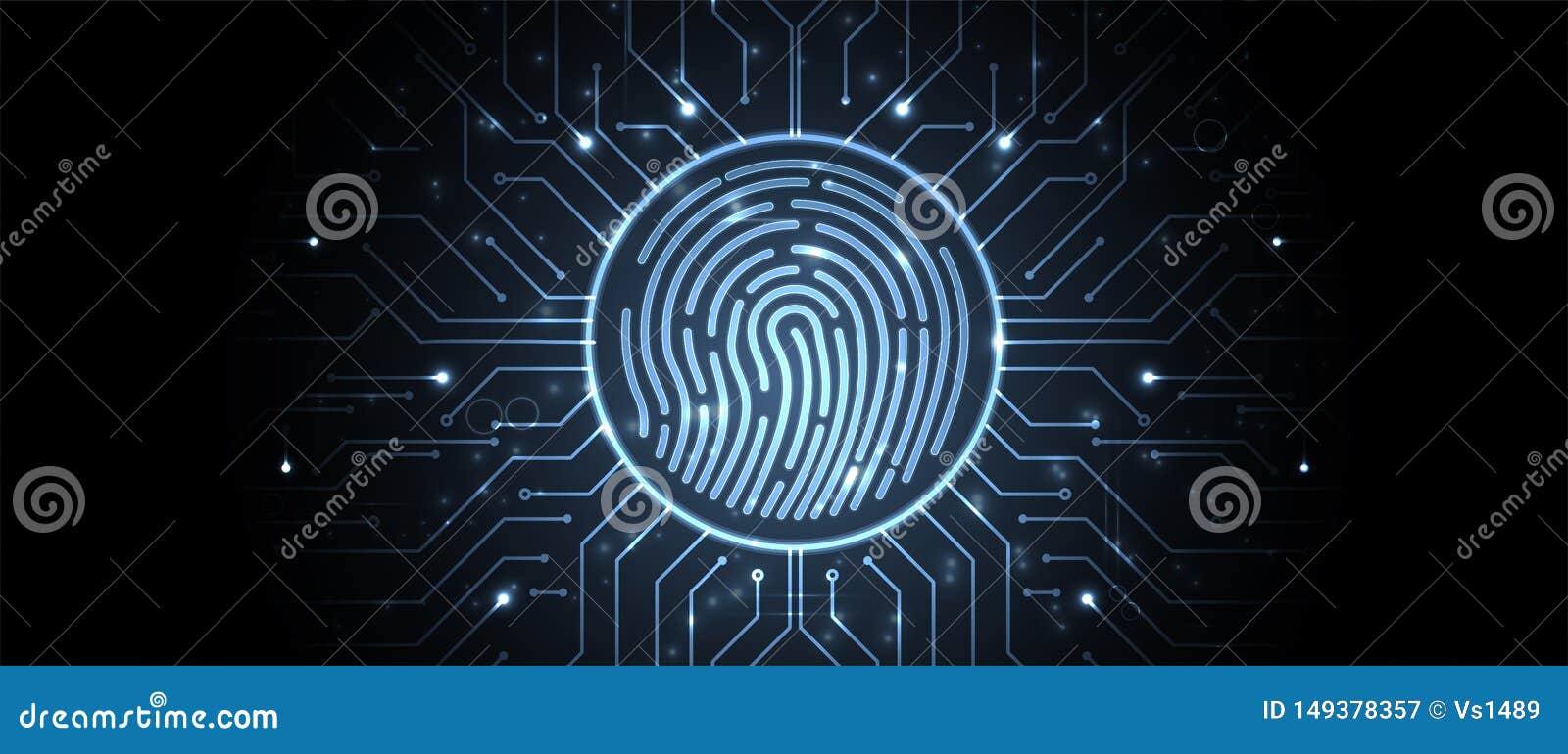 Abstract Fingerprint Technology Business Background. Circuit Security ...
