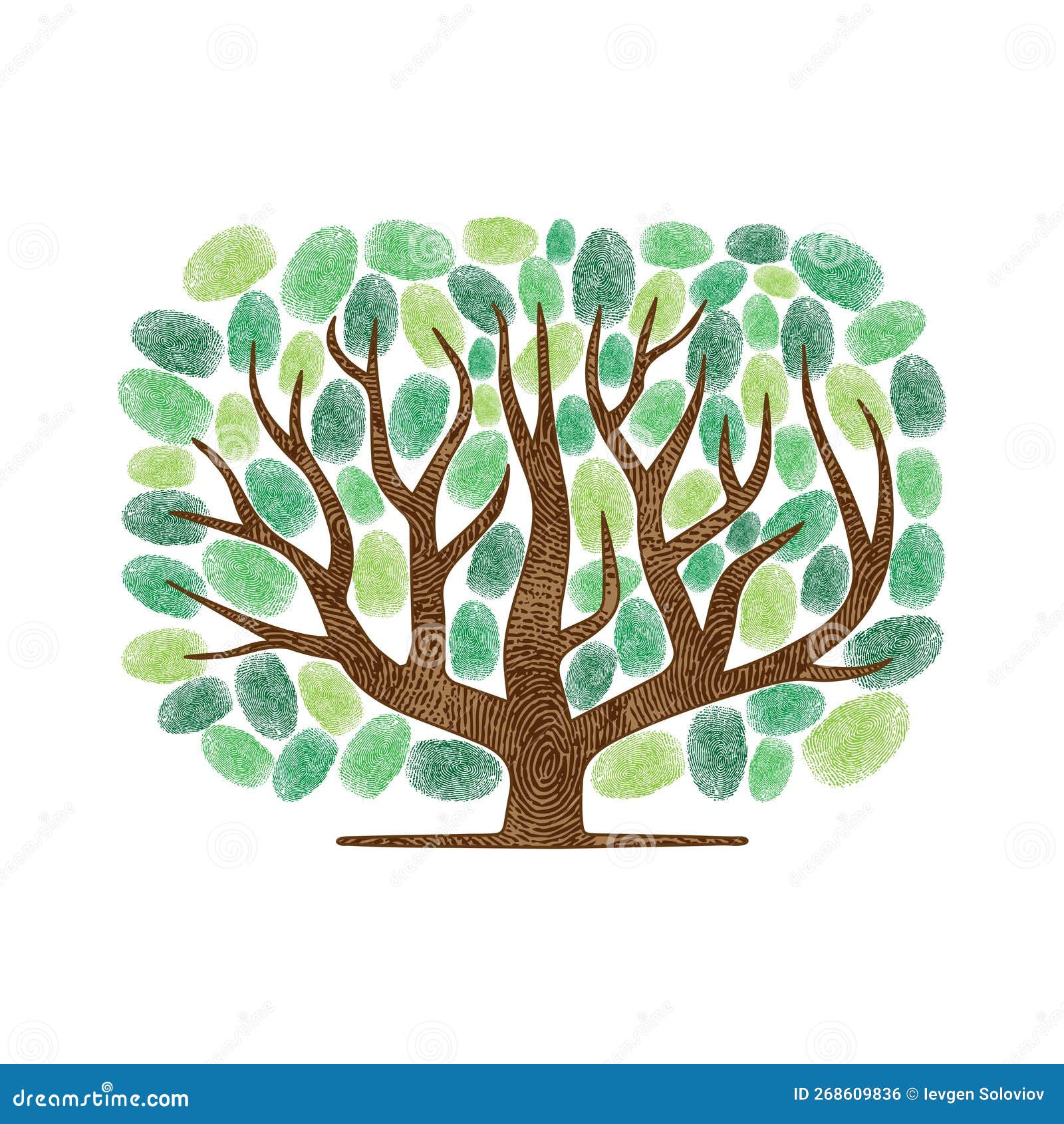 Abstract Fingerprints Tree Silhouettes Ellipse Vector Illustration ...