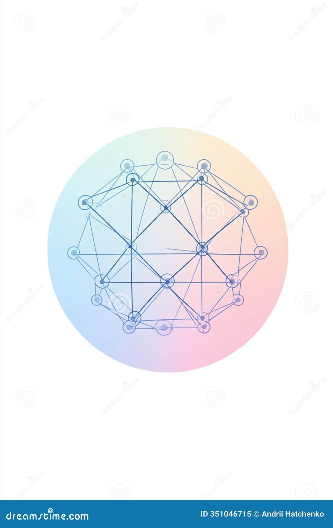 Abstract Fintech Icon Displayed on a Circular Gradient Background with Interconnected Financial ...