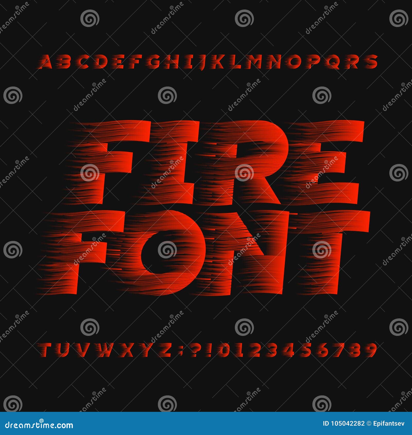 Abstract Fire Alphabet Font. Type Letters and Numbers on a Dark ...