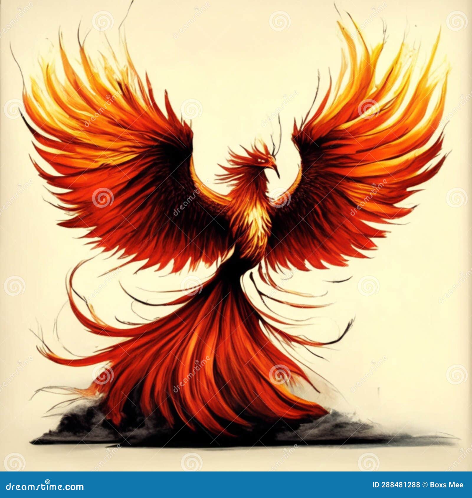 Abstract Fire Bird on a Light Background. 3d Illustration Stock ...