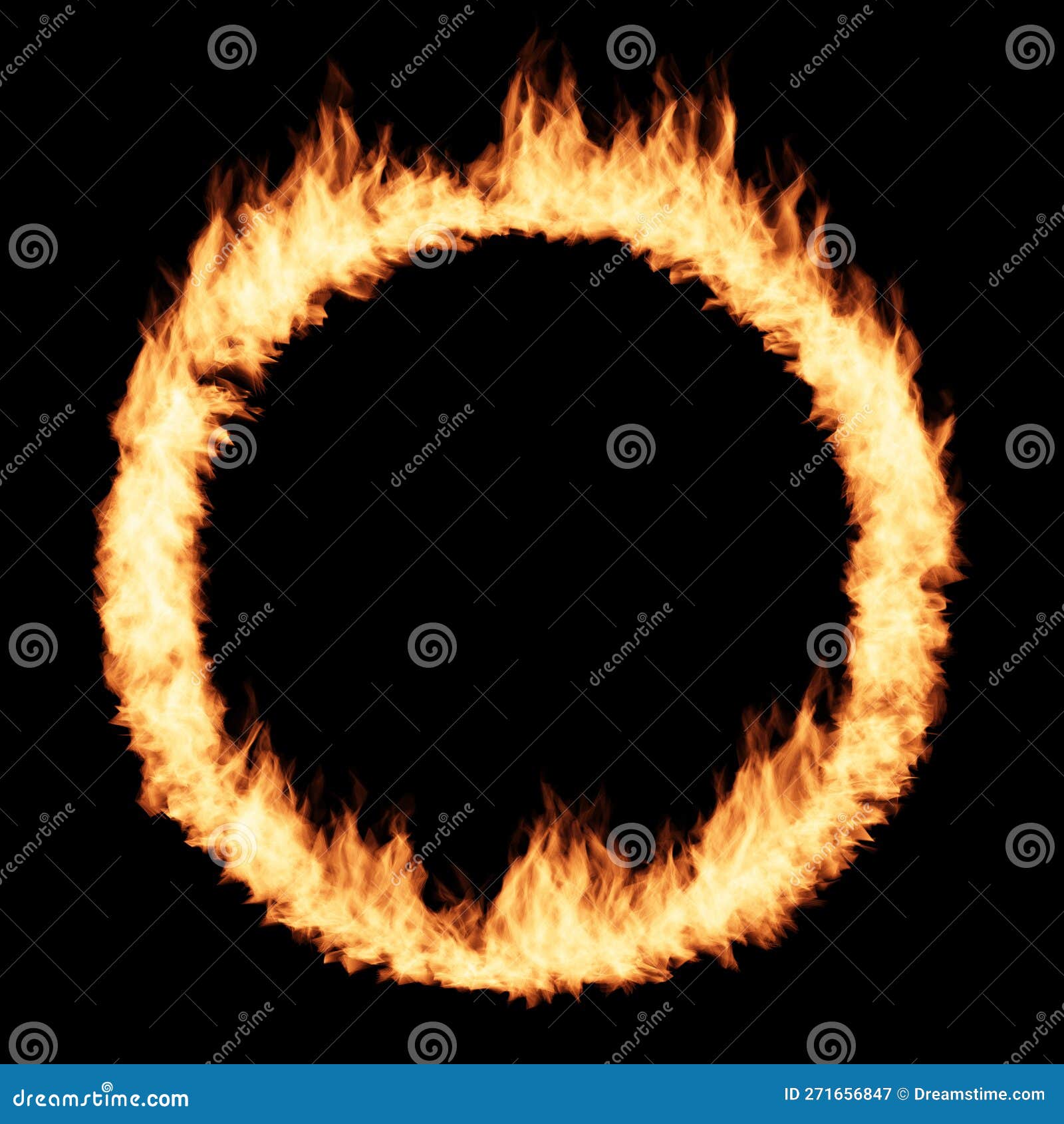 Abstract Fire Burning Circle Frame on Black Background. Elements for ...