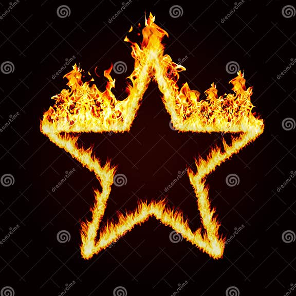 Abstract Fire Burning Star on Black Background. Elements for Graphic ...