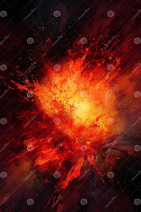 Abstract Fire Explosion on Black Background. 3d Rendering ...