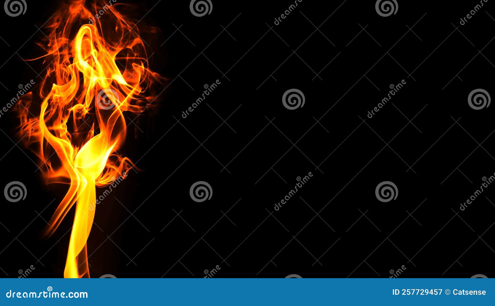 Fire Flame on Black Background Stock Illustration - Illustration of ...