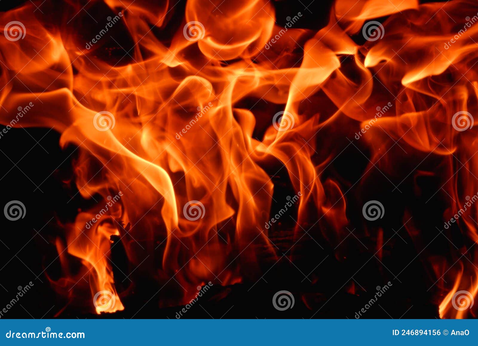 Abstract Fire Flame in Fireplace, Texture for Background. Beautiful ...