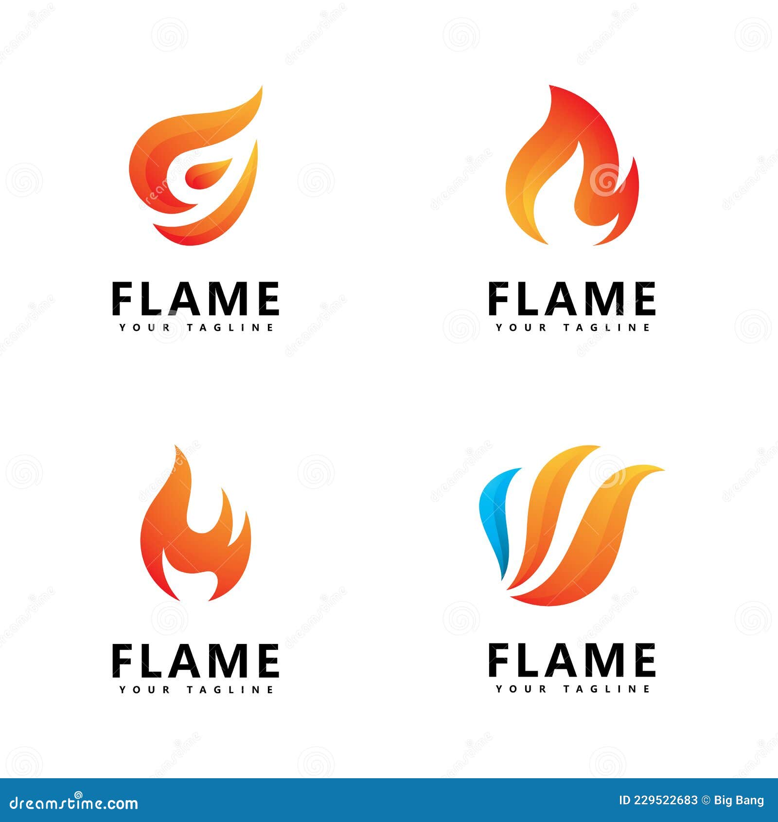 Abstract Fire Flame Logo Design Stock Vector - Illustration of burn ...