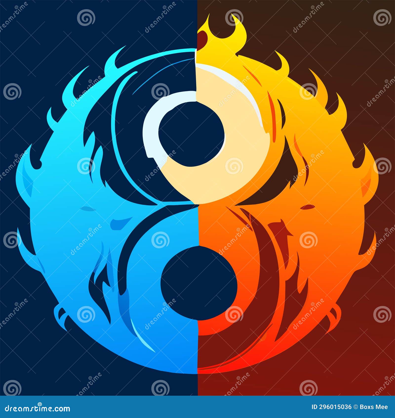 Abstract Fire Flames on a Dark Blue and Red Background. Vector ...