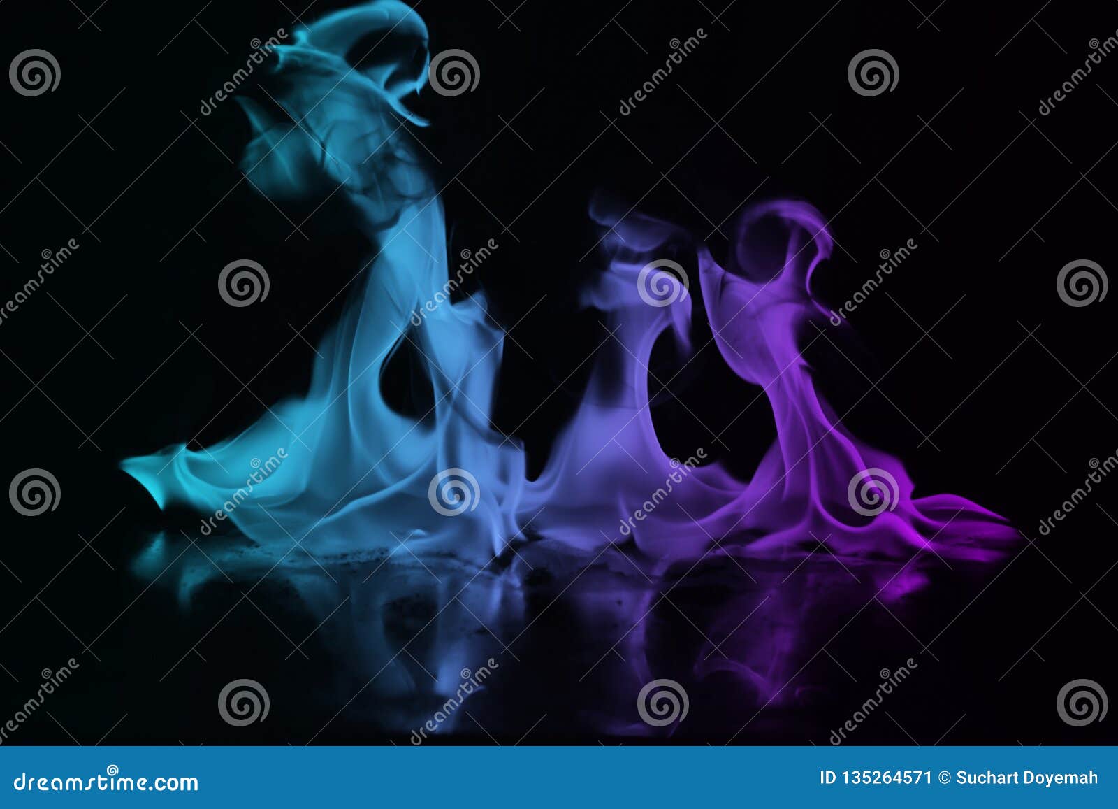 Multi Color Fire Flame Abstract on Black Background. a Mystic Colorful ...