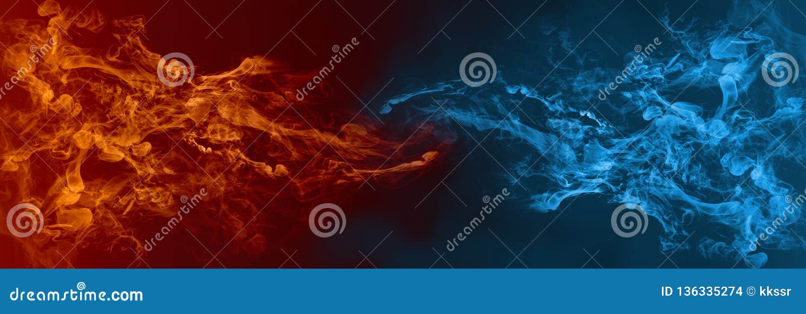 Abstract Fire and Ice Element Against Vs Each Other Background. Heat ...