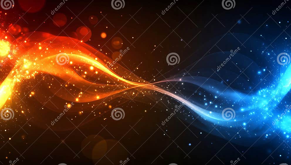 Abstract Fire and Ice Waves with Glowing Particles High Quality Image ...