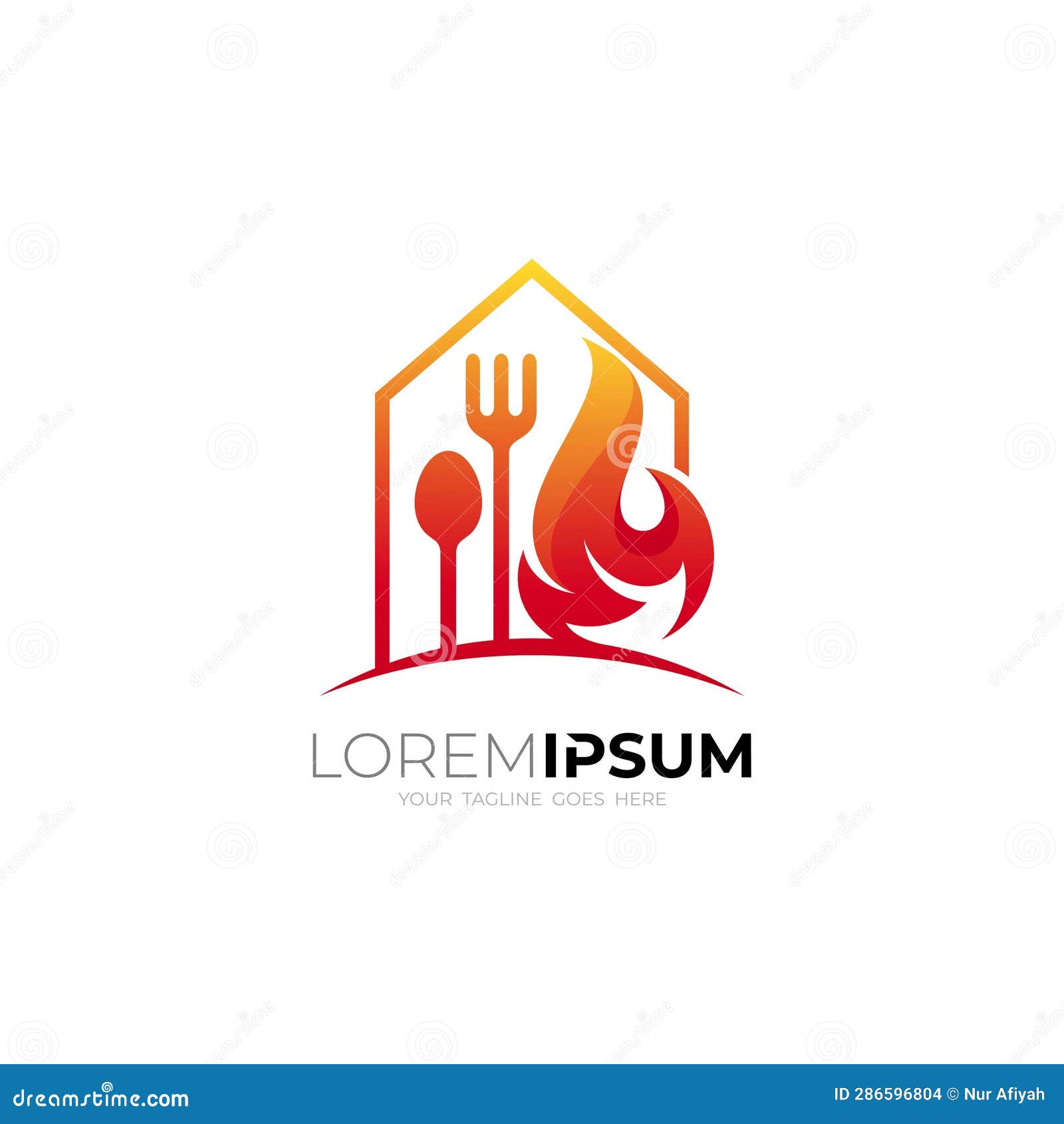 Abstract Fire Logo and Building Design Combination, Colorful Style ...