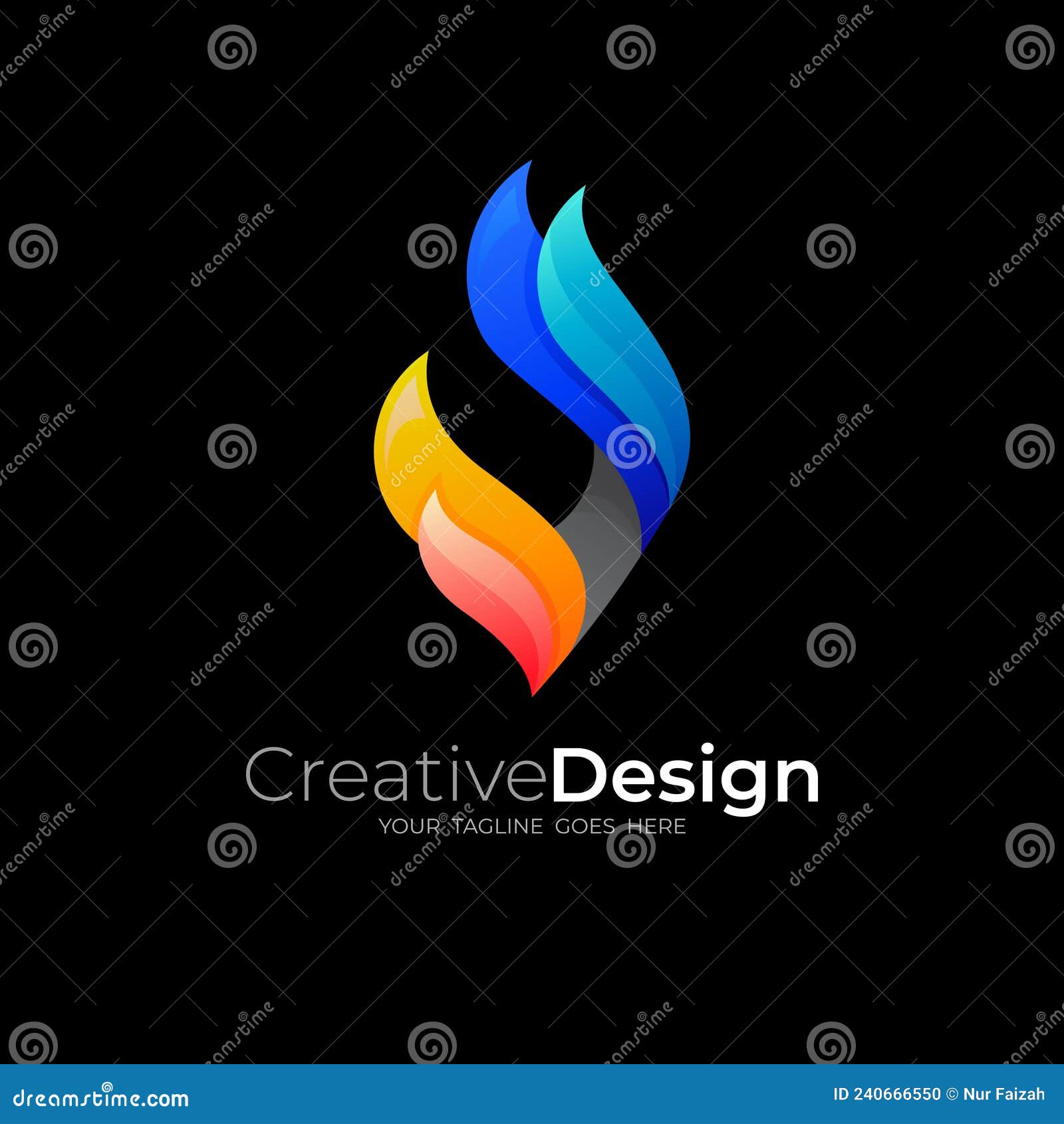 Abstract Fire Logo Design Modern, 3d Style Stock Vector - Illustration ...