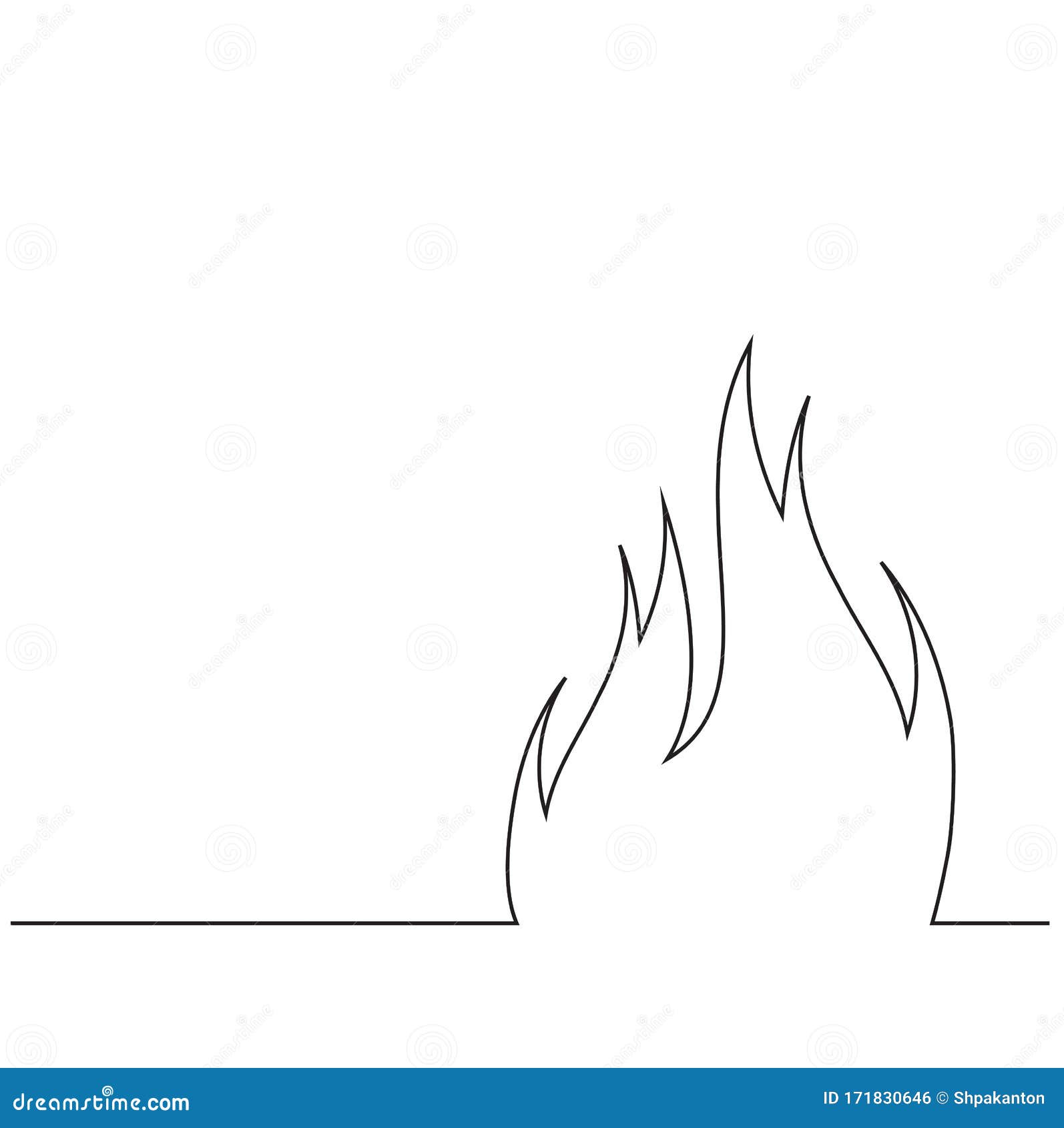 Abstract Fire in One Continuous Line Style. Minimalism Style Vector ...