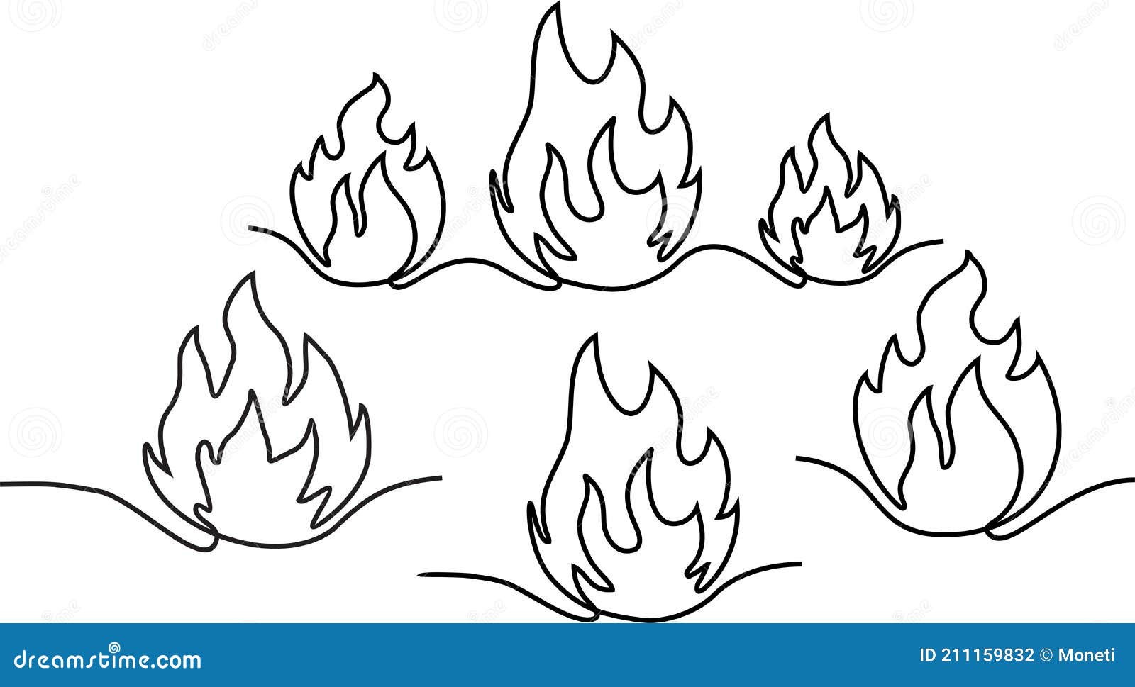 Abstract Fire in One Continuous Line Style. Minimalist Style Stock ...