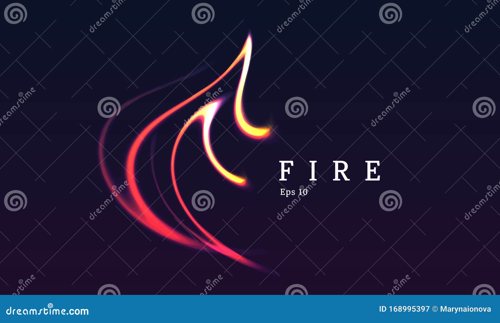 Abstract Fire Shaped Curved Lines of Bright Neon Glow Forming the Shape ...