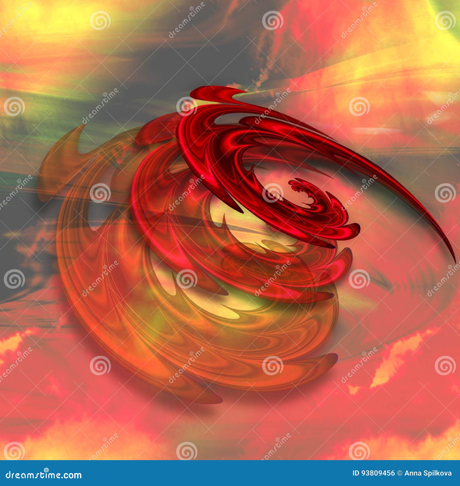 Abstract Fire Vortex with Rotating Spirals of Flames Stock Illustration ...