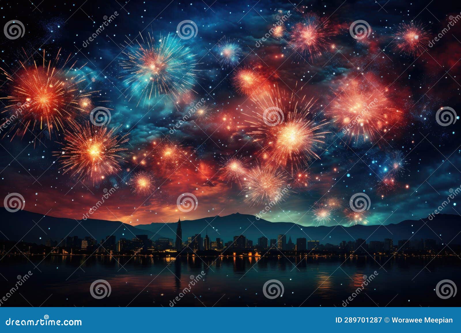 Abstract Fireworks Background. Generative AI Stock Image - Image of ...