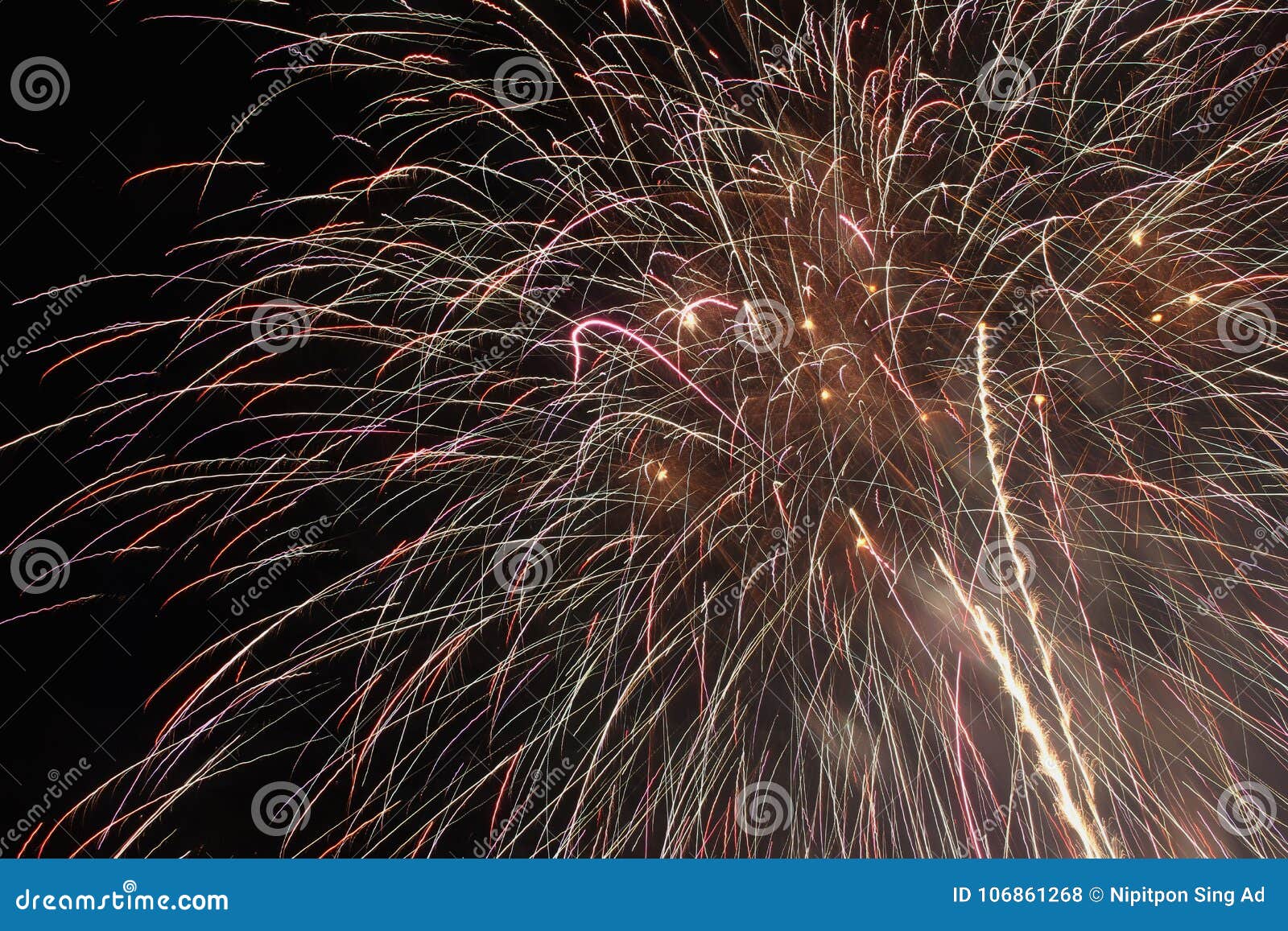 Abstract Fireworks on Black Background. Stock Photo - Image of event ...