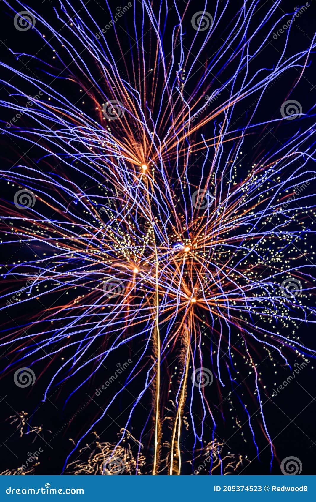 Abstract Fireworks Display stock image. Image of bursts - 205374523