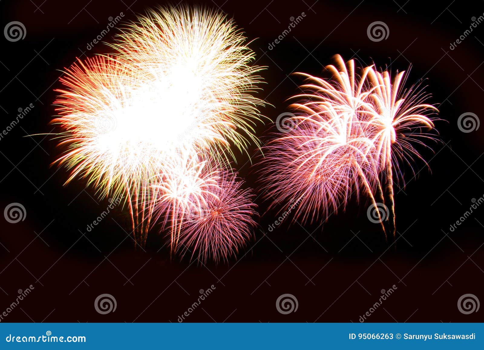Abstract Fireworks Light Up in the Sky at Night Stock Image - Image of ...