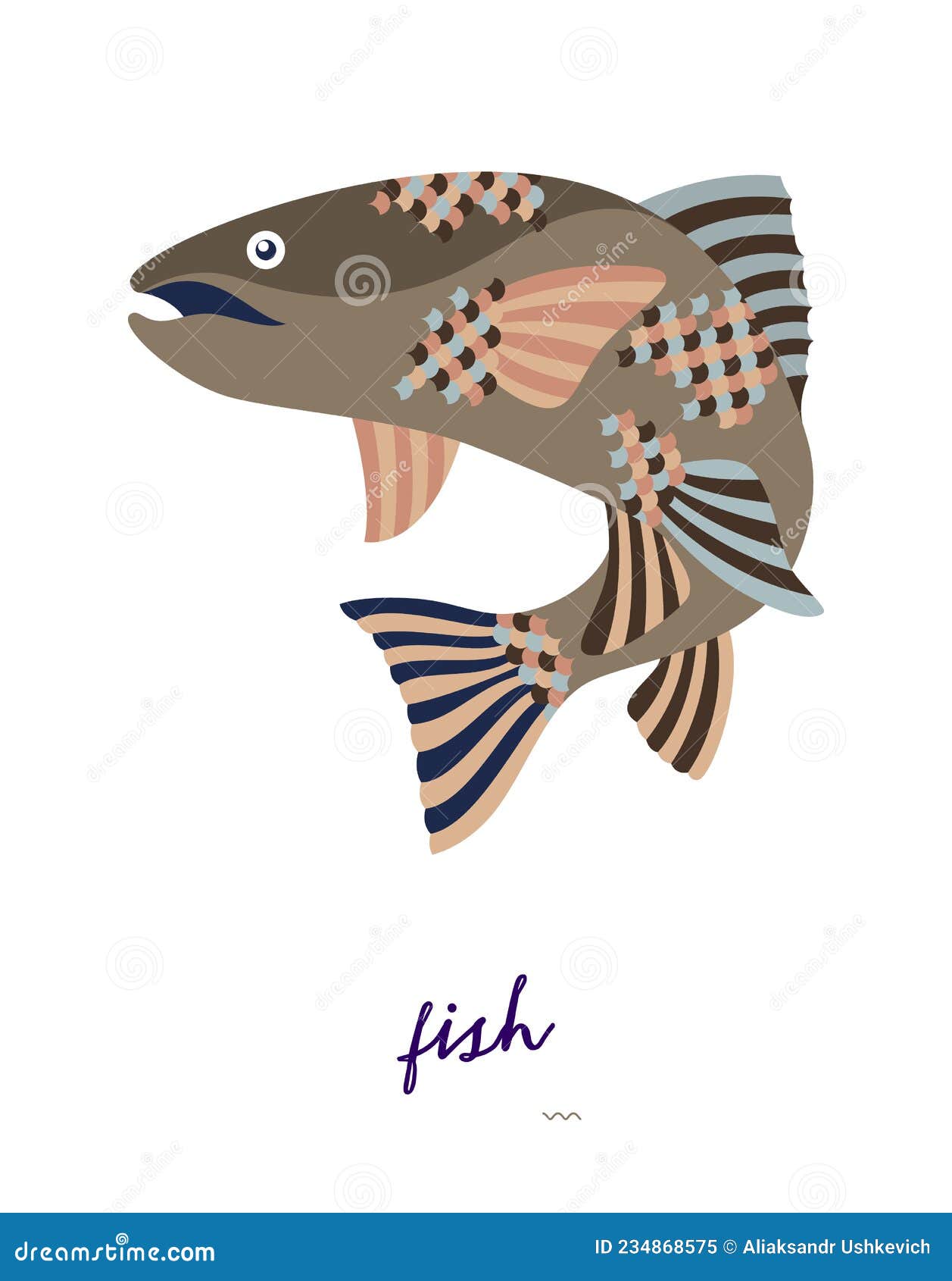 Abstract fish illustration stock vector. Illustration of print - 234868575