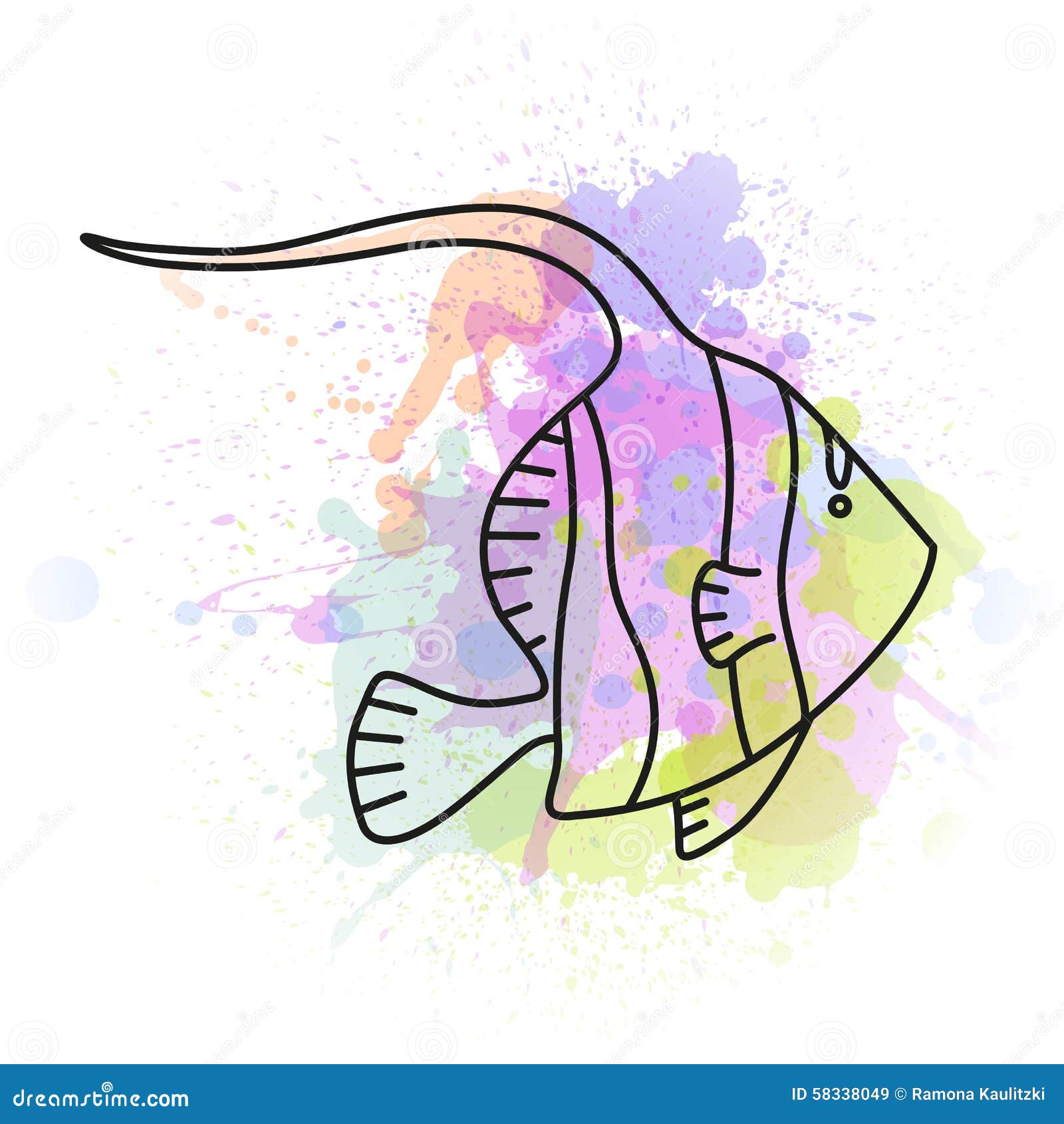 Abstract Fish stock illustration. Illustration of watercolor - 58338049
