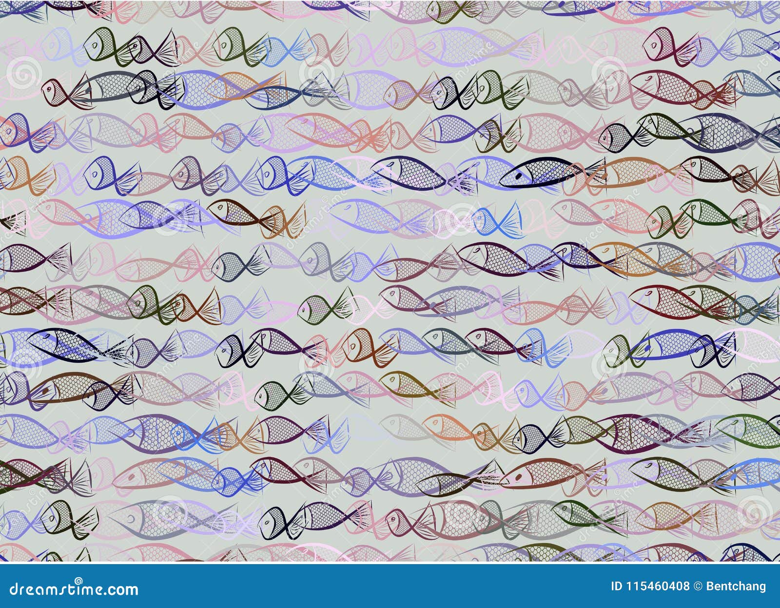 Abstract Fish Illustrations Background Pattern. Surface, Line ...
