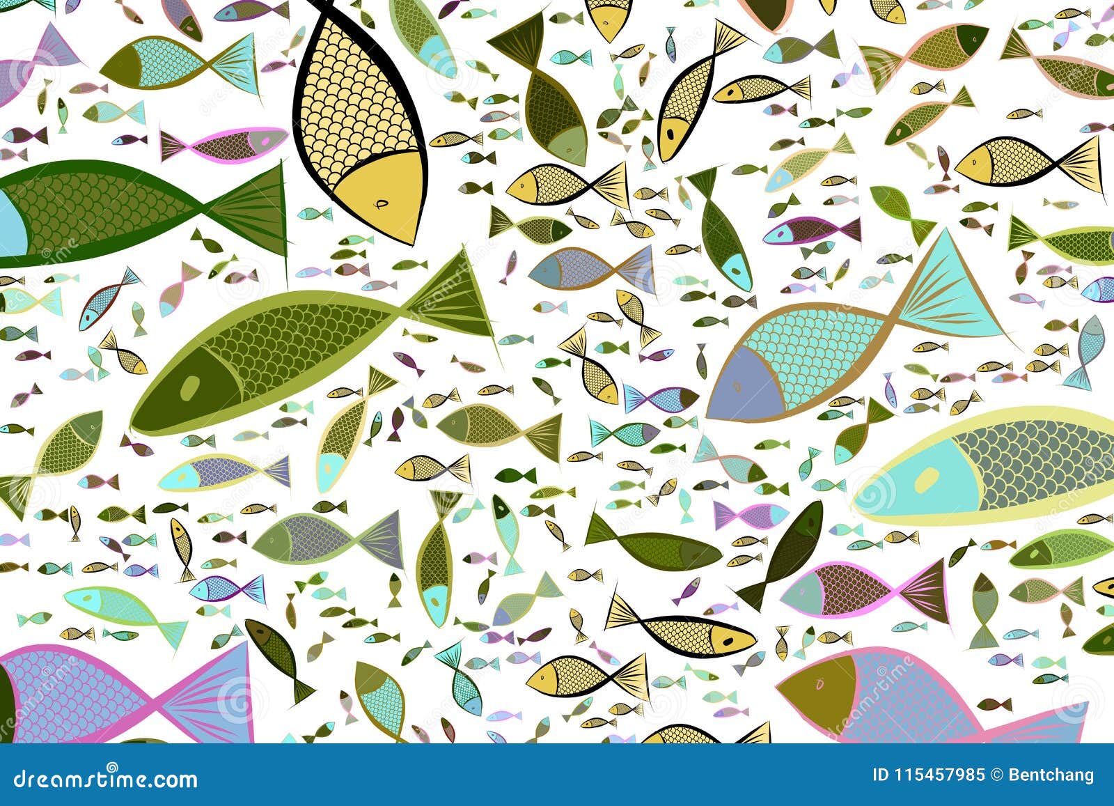 Abstract Fish Illustrations Background Pattern. Wallpaper, Surface ...
