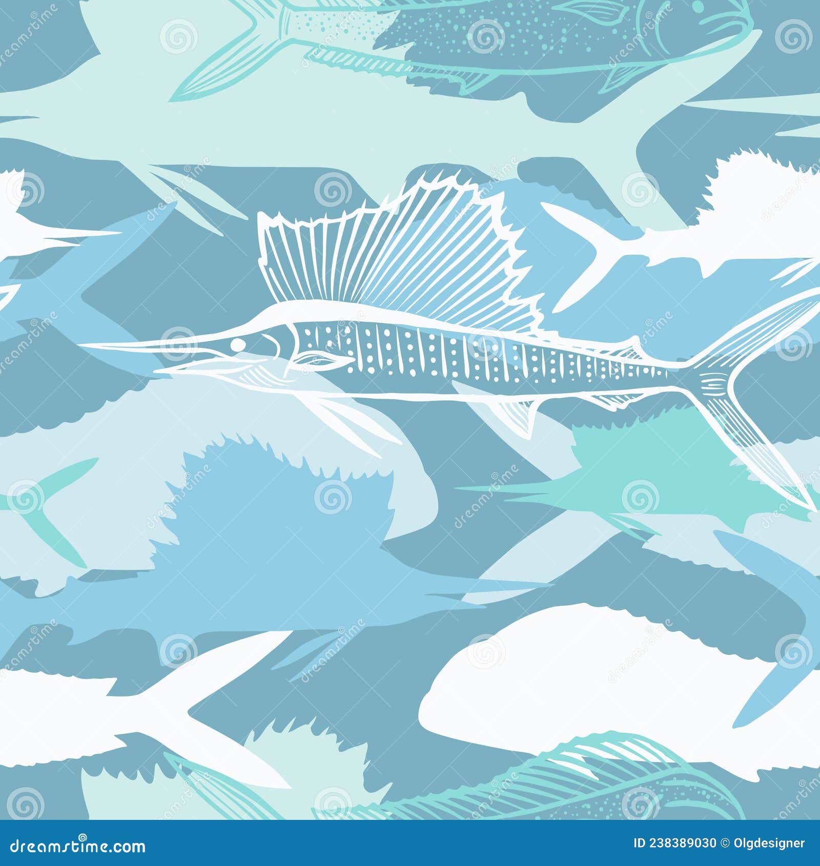 Abstract Fish Pastel Seamless Pattern Stock Illustration - Illustration ...
