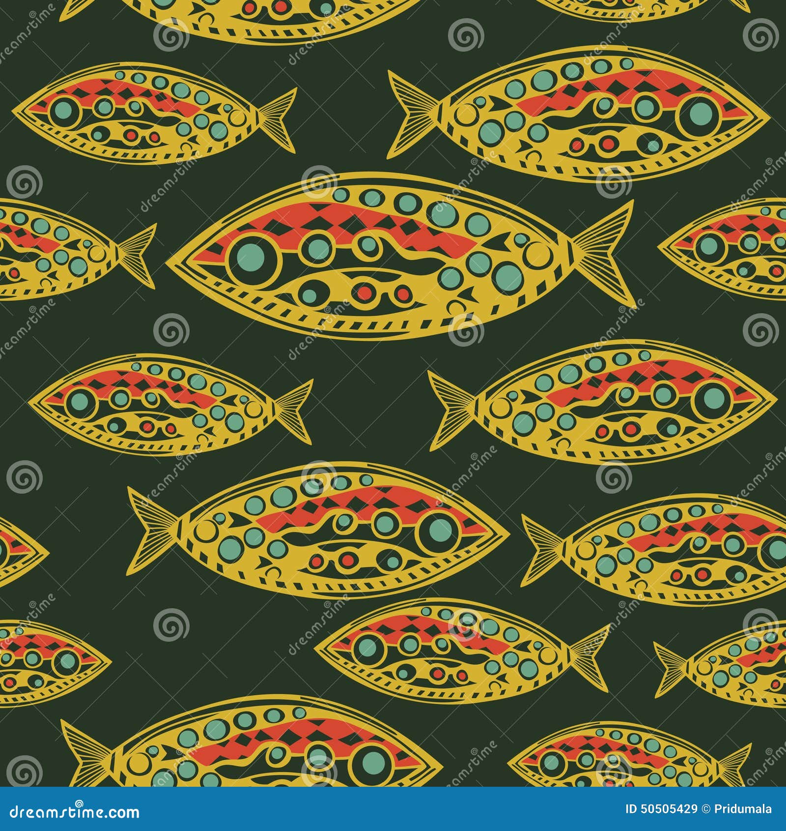 Abstract Fish Pattern. Made As Seamless. Stock Vector - Illustration of ...