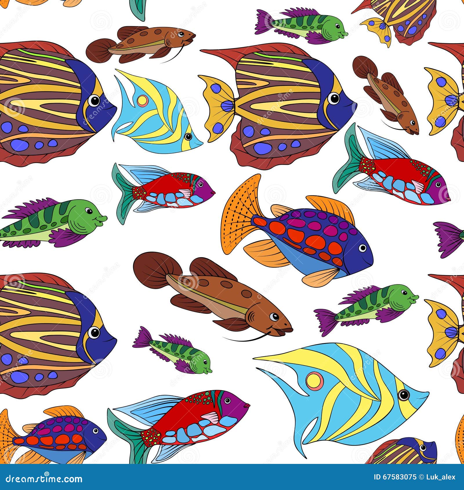 Abstract Fish Seamless Pattern Stock Vector - Illustration of tropical, drawing: 67583075